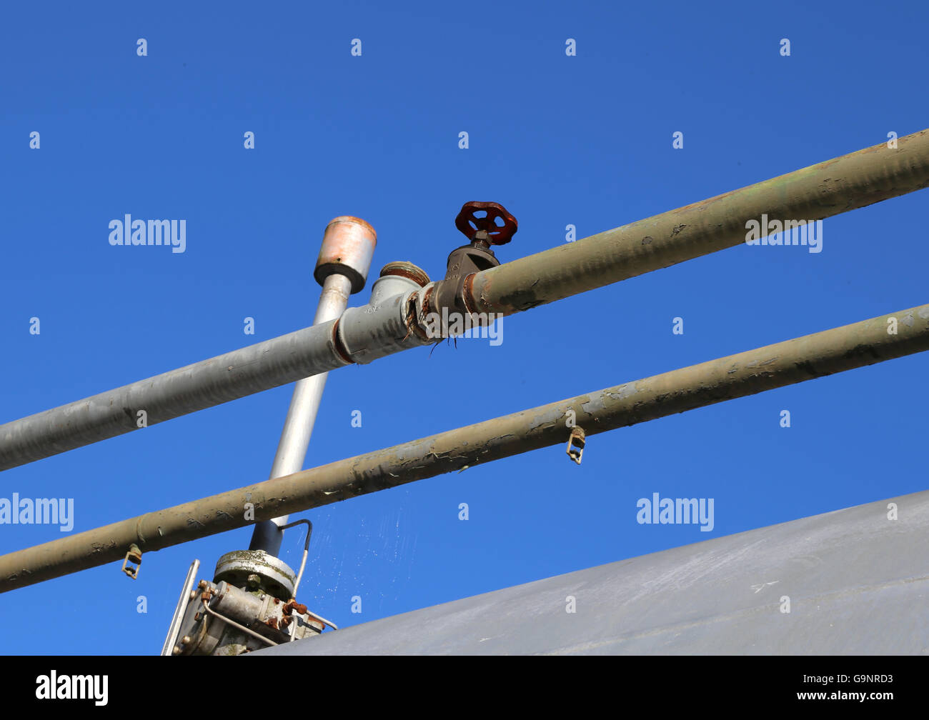 vent pipe and pipeline on the big cylinder for the storage of natural ...