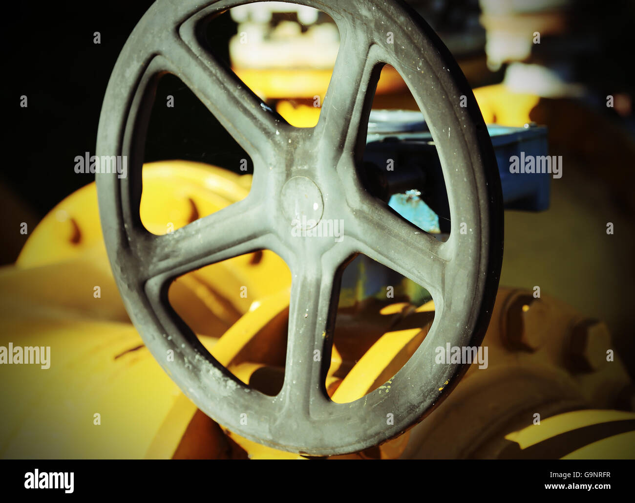 large gas pipeline with the shut-off valve for closing the gas supply ...