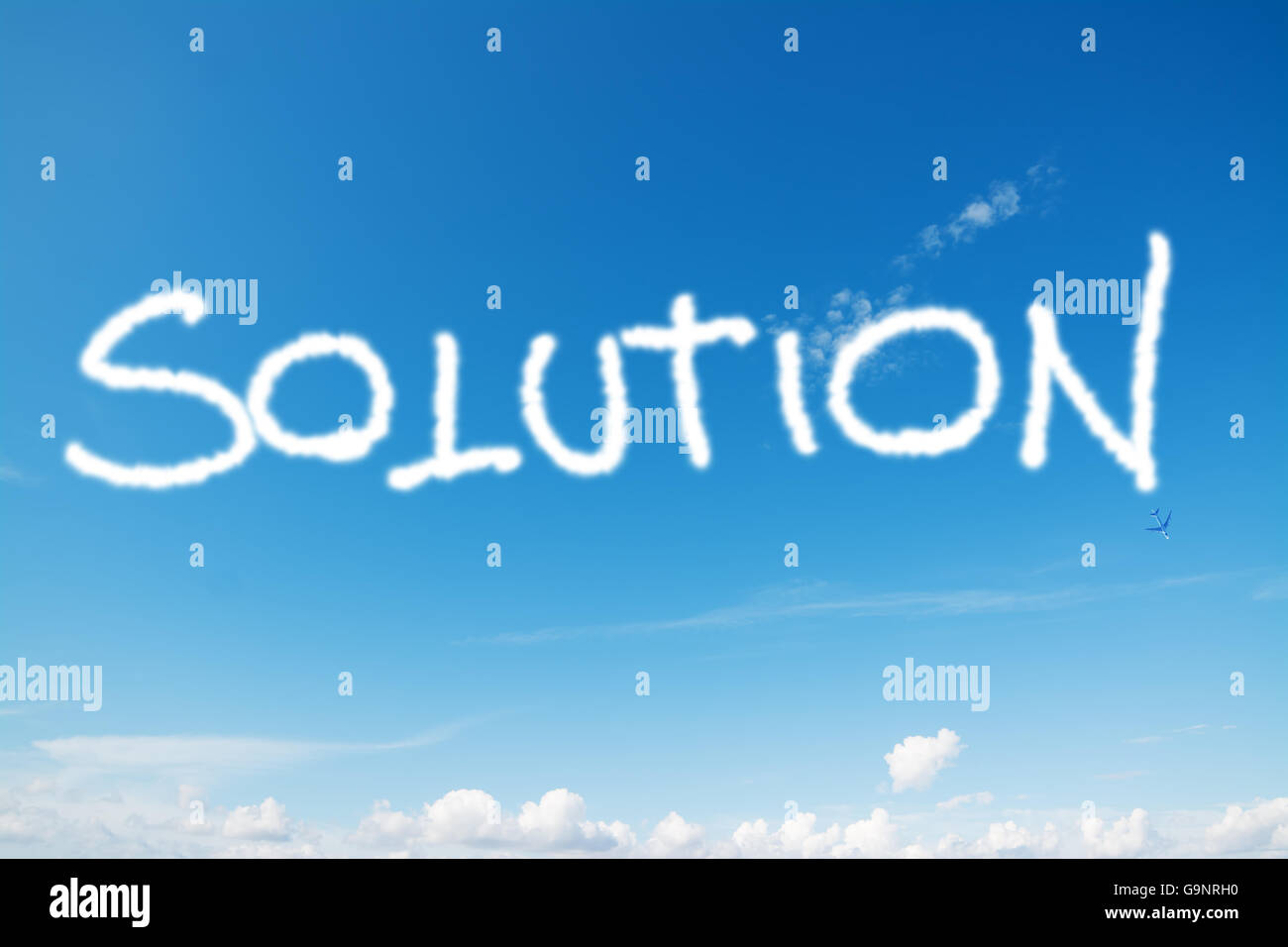 "solution" written in the blue sky Stock Photo - Alamy