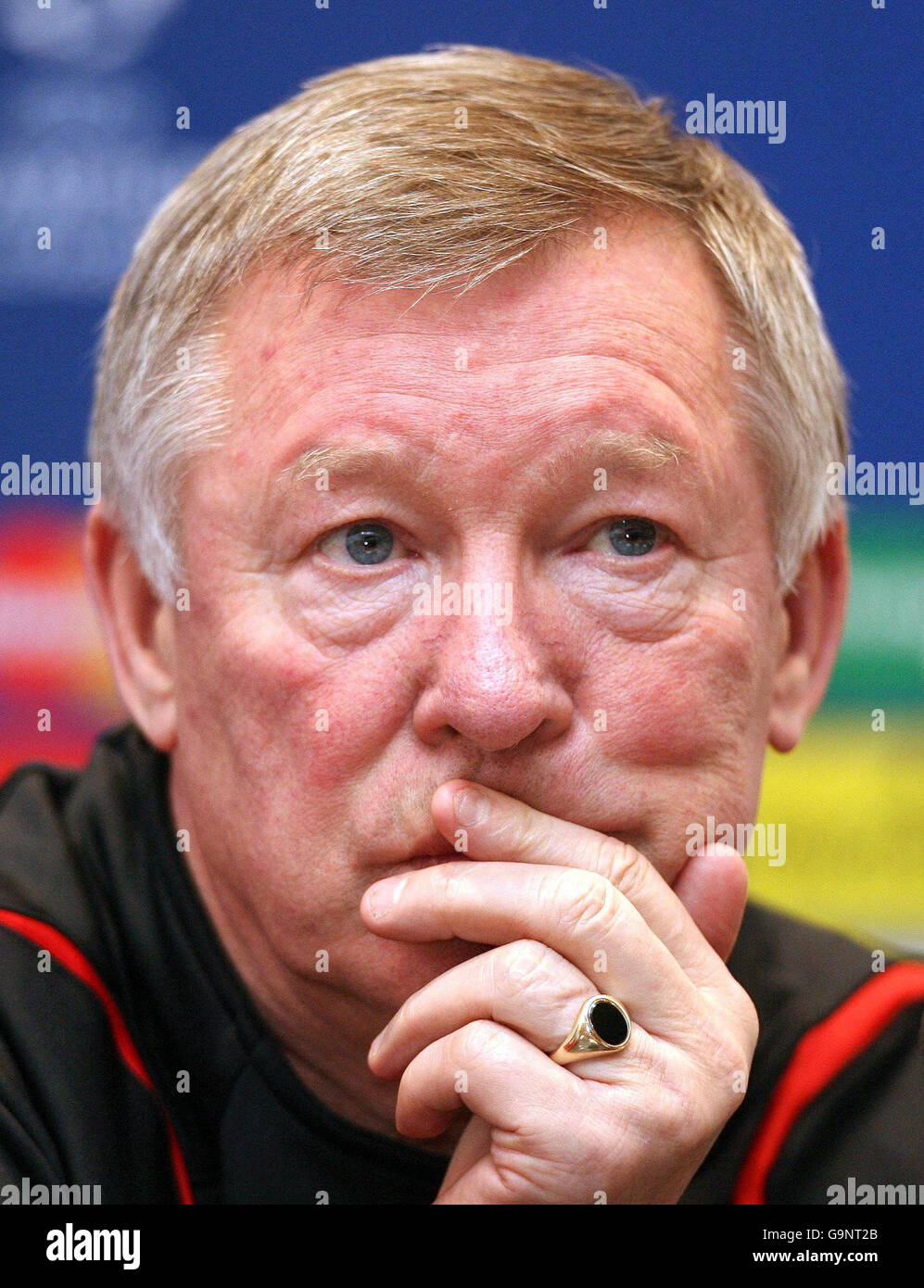 Manchester United manager Alex Ferguson during a press conference at ...