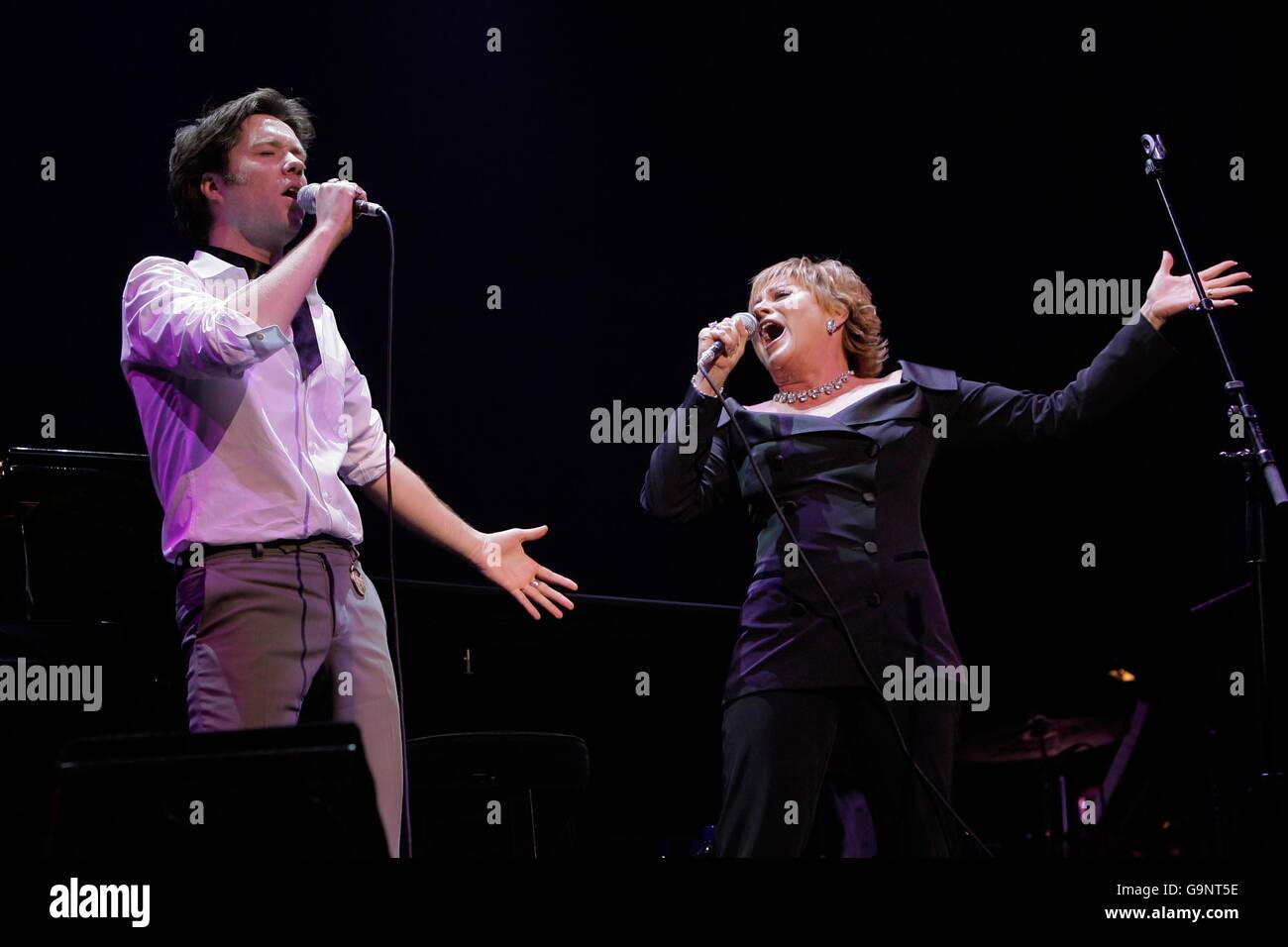 Rufus Wainwright, with Lorna Luft (daughter of Judy Garland), performs ...