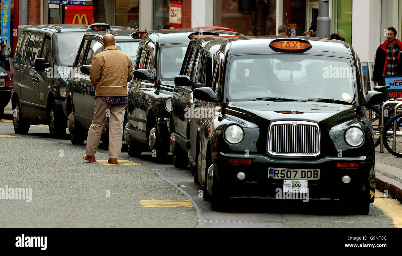 Taxi rank at Nottingham City Centre. PRESS ASSOCIATION Photo, Monday ...