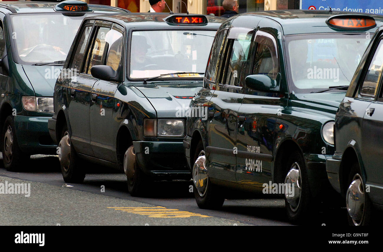Taxi rank at Nottingham City Centre. PRESS ASSOCIATION Photo, Monday ...