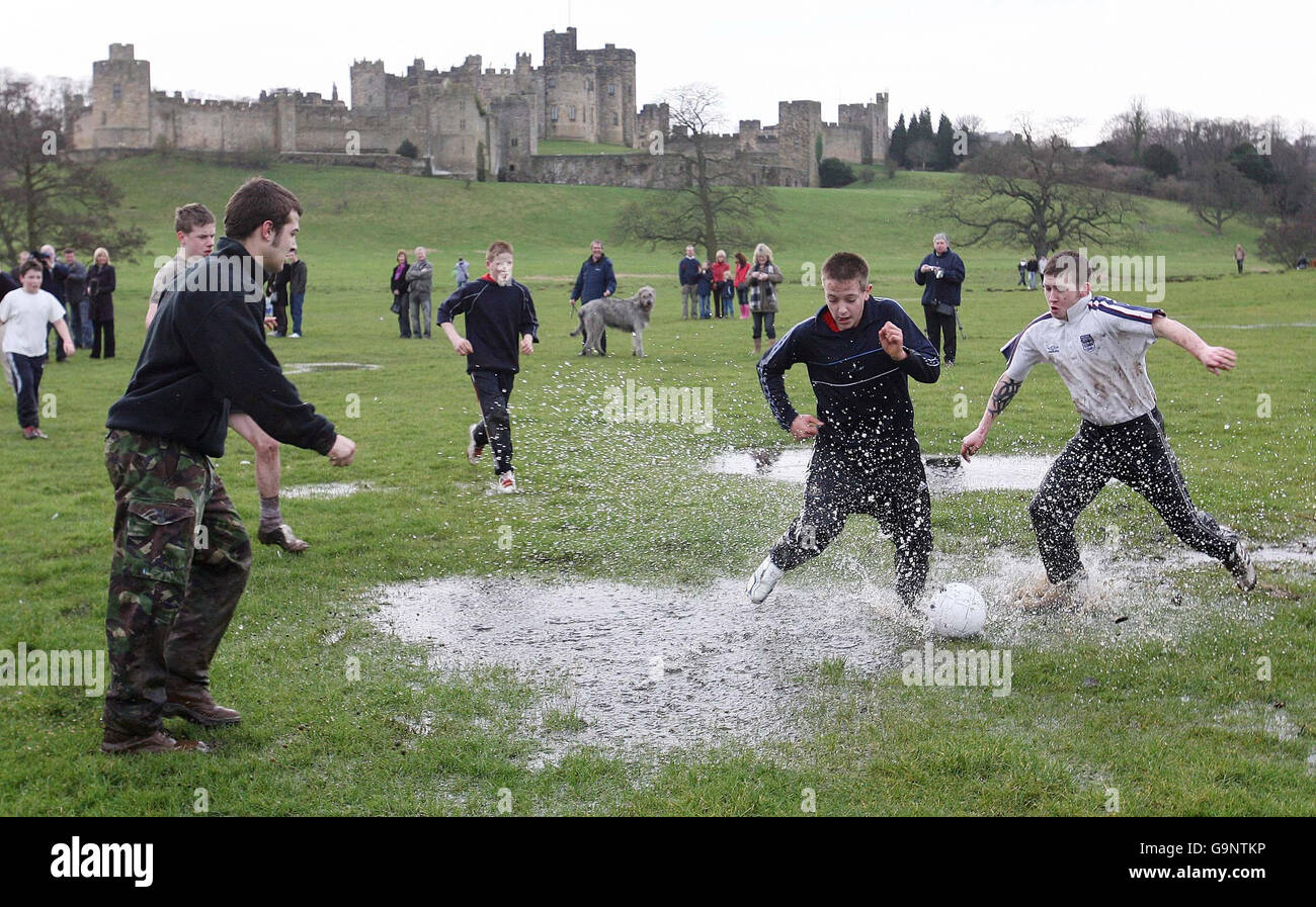 Annual alnwick shrove tuesday football match hi-res stock photography ...