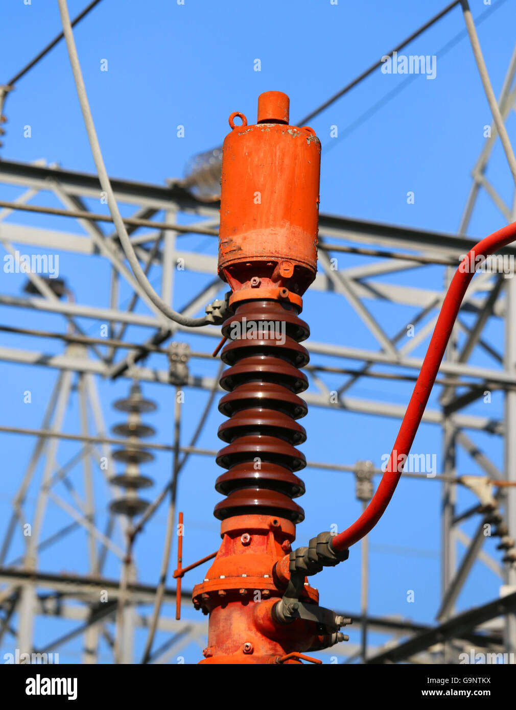 One Big Red breaker in the electrical substation of the hydroelectric ...