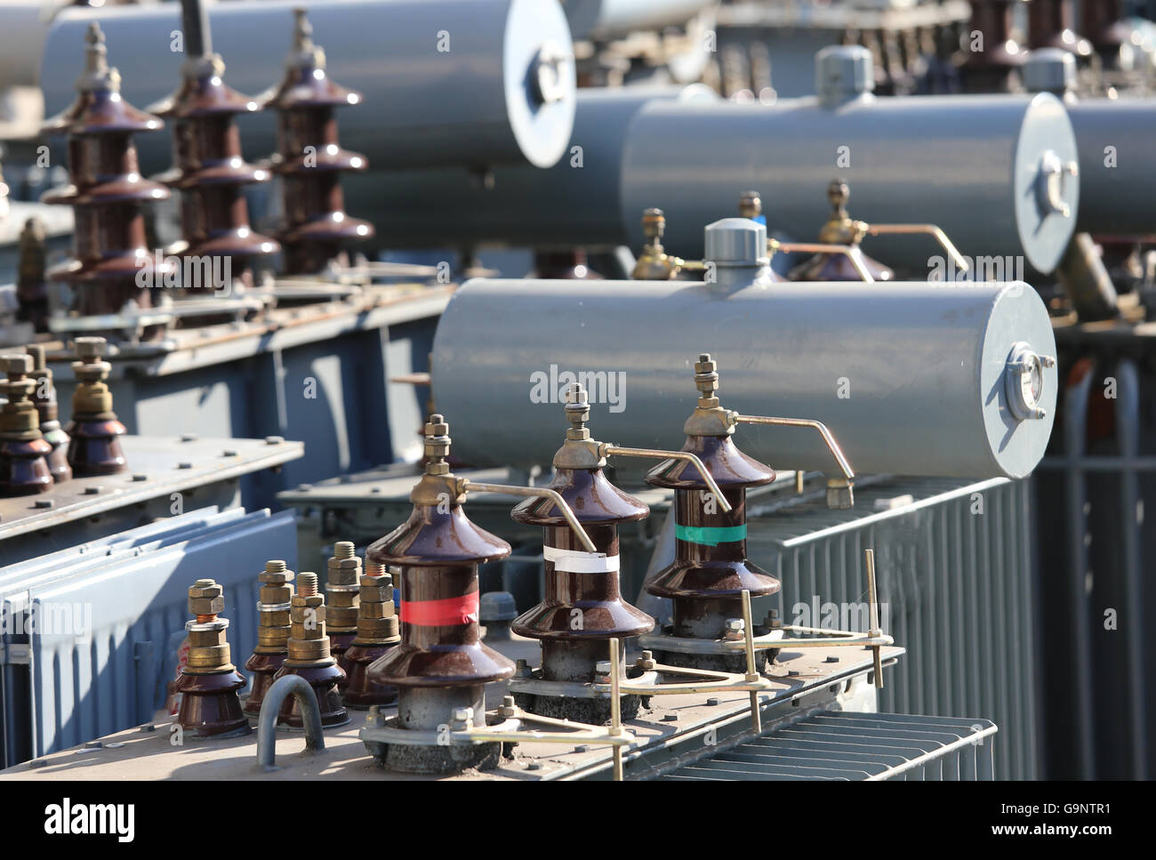 wide storage of old large electric voltage transformers in the landfill ...