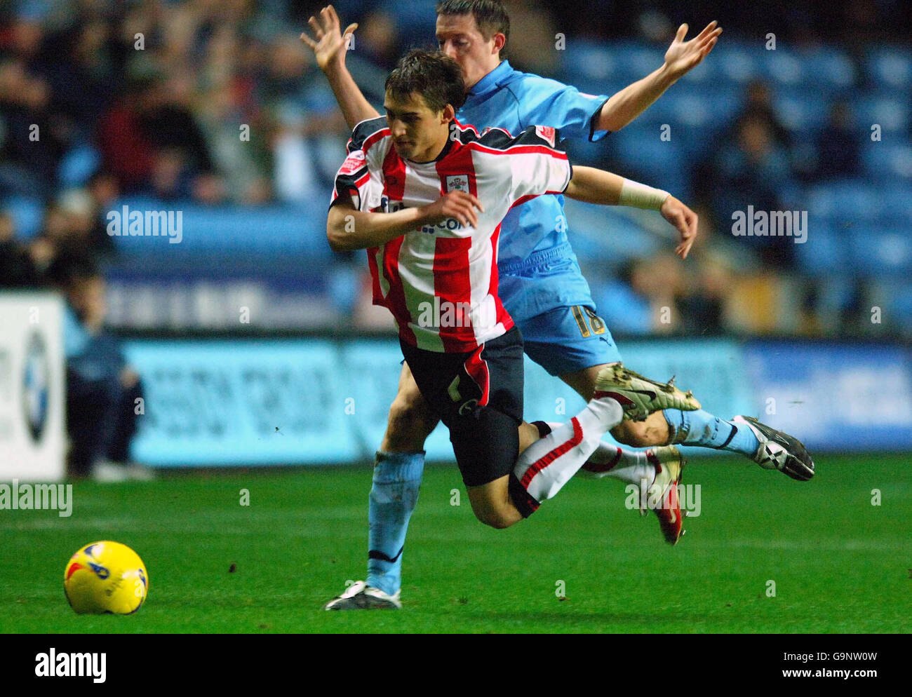 Coventry's David McNamee (right) in action with Southampton's Rudi ...