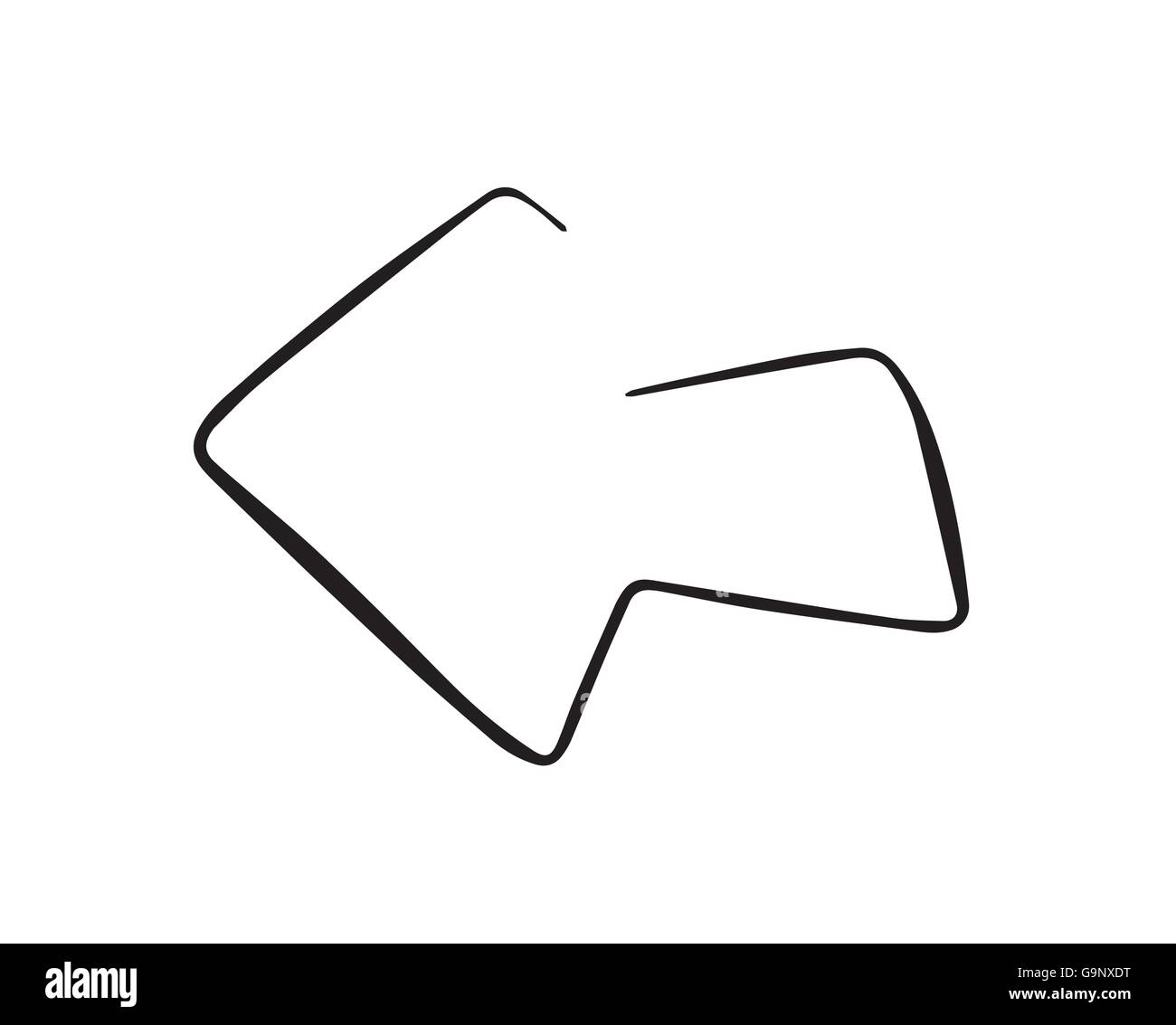 Sketchy arrow – left direction. Black vector graphic. Pointer ...