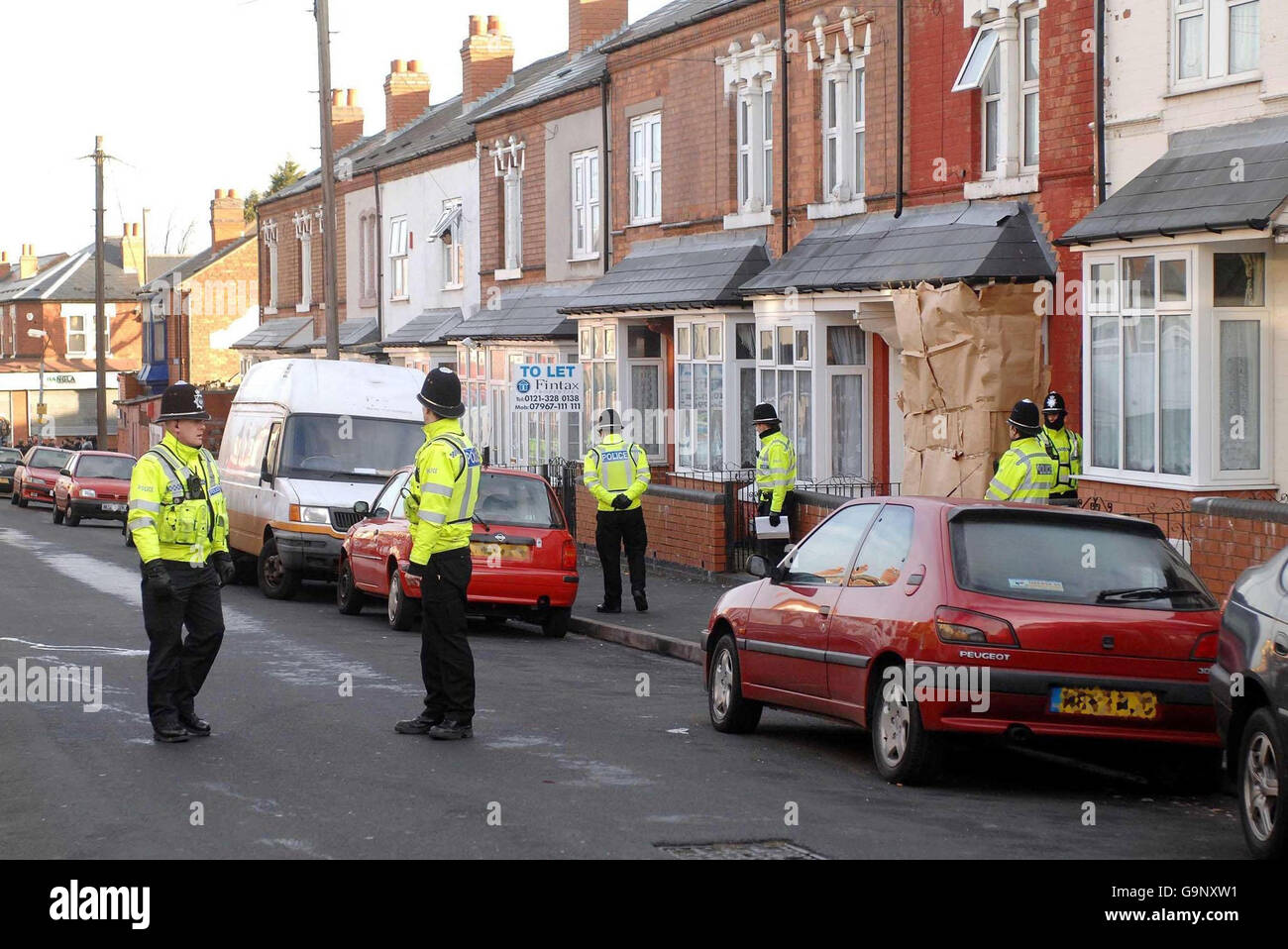 Police outside house in Jackson Road, Alum Rock, Birmingham Stock Photo ...