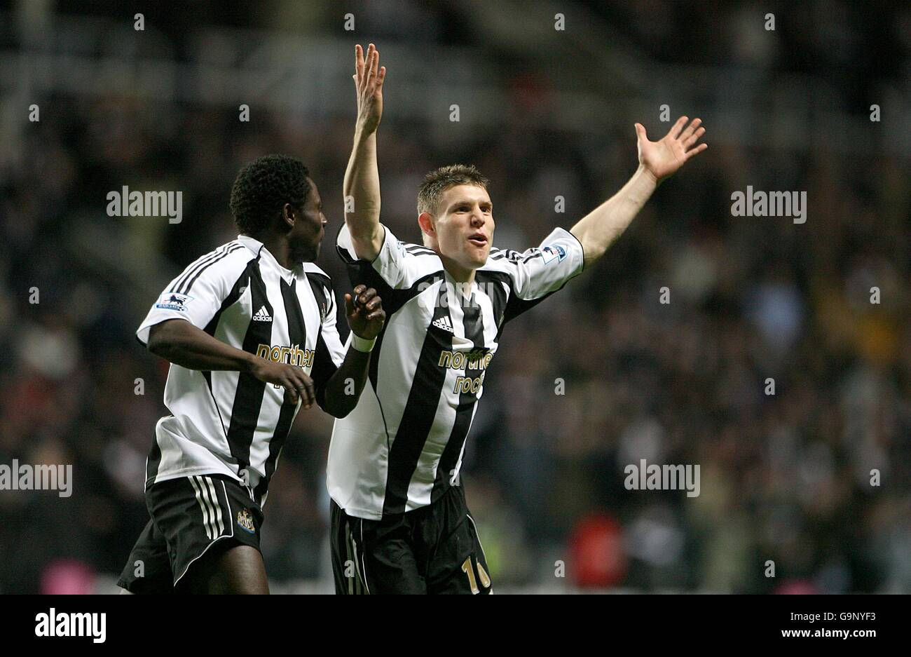 Newcastle uniteds james milner celebrates scoring hi-res stock ...