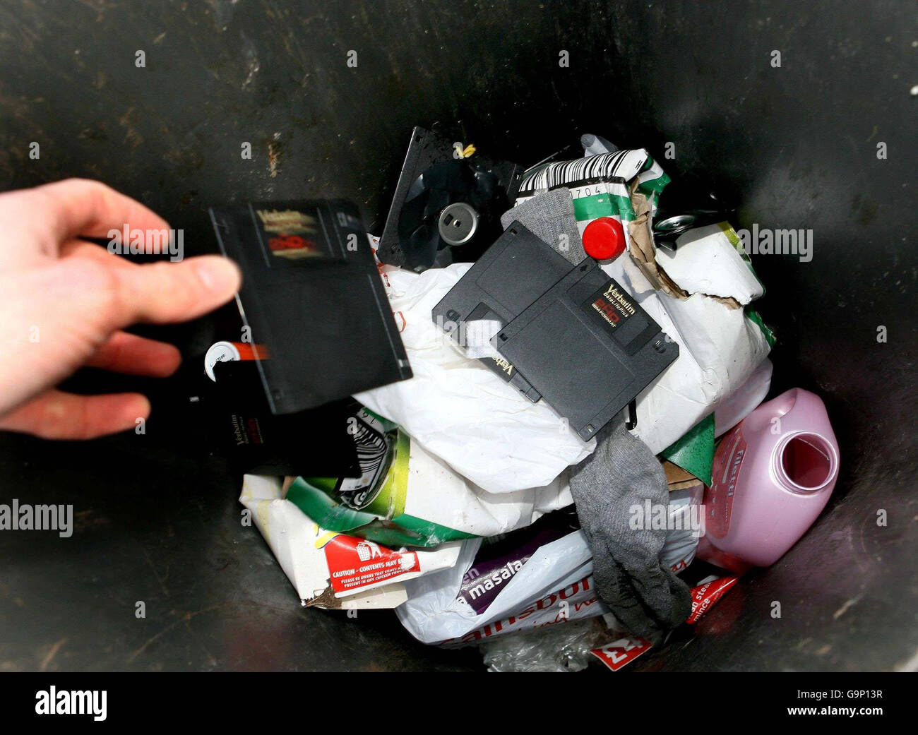 Generic image of floppy discs in the bin, which some computer and ...
