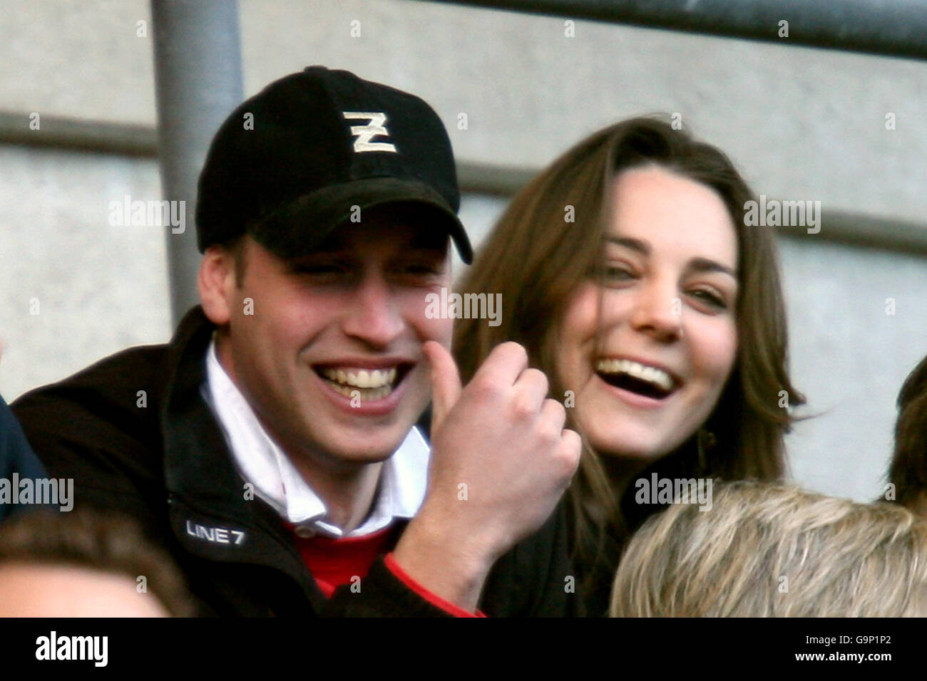 Prince William and his girlfriend Kate Middleton enjoy the rugby as ...