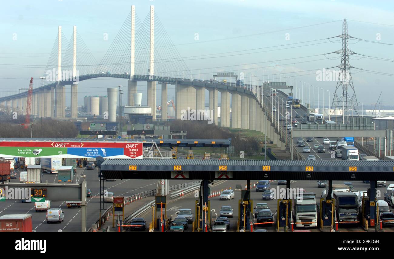 The Queen Elizabeth II bridge at the Dartford crossing of the River ...