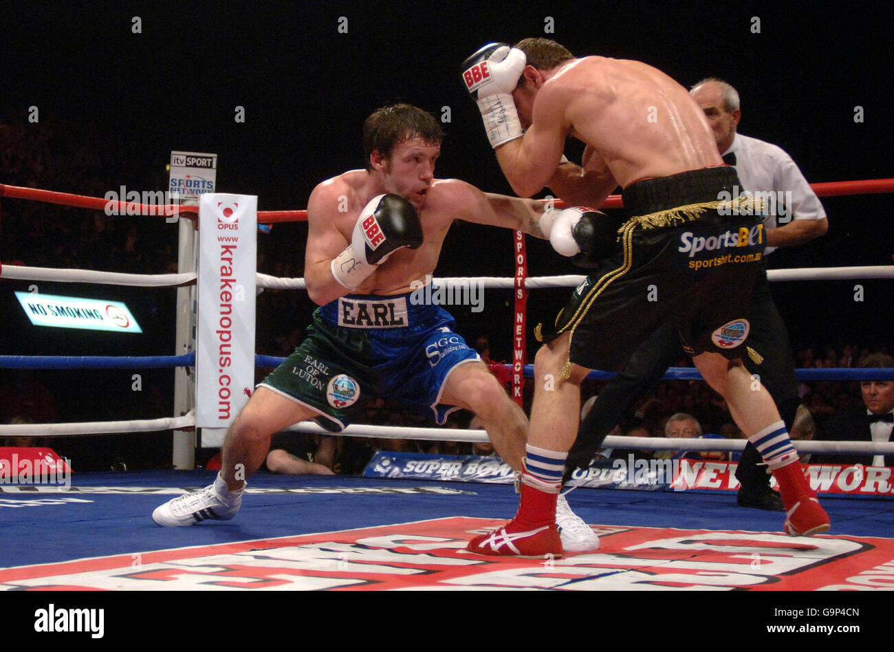 Luton's Graham Earl in action against Australia's Michael Katsidis ...