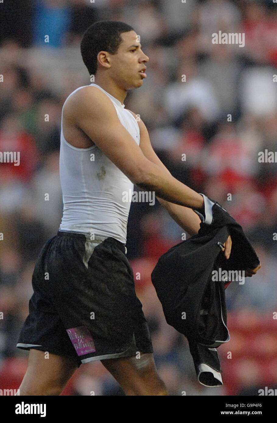 West Bromwich Albion's Curtis Davies walks off the pitch after being ...