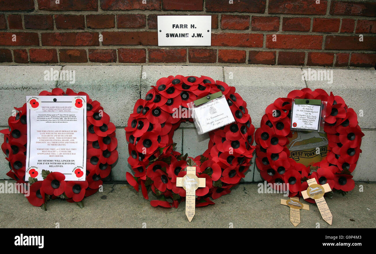 The names of Private Harry Farr and fellow soldier James Swaine, who ...