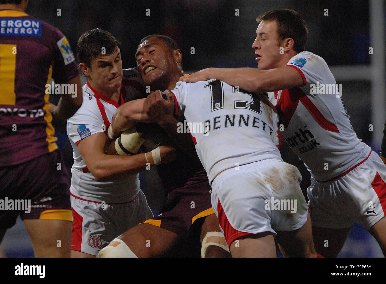 Brisbane Broncos' Peteo Civoniceva comes under pressure from the St ...