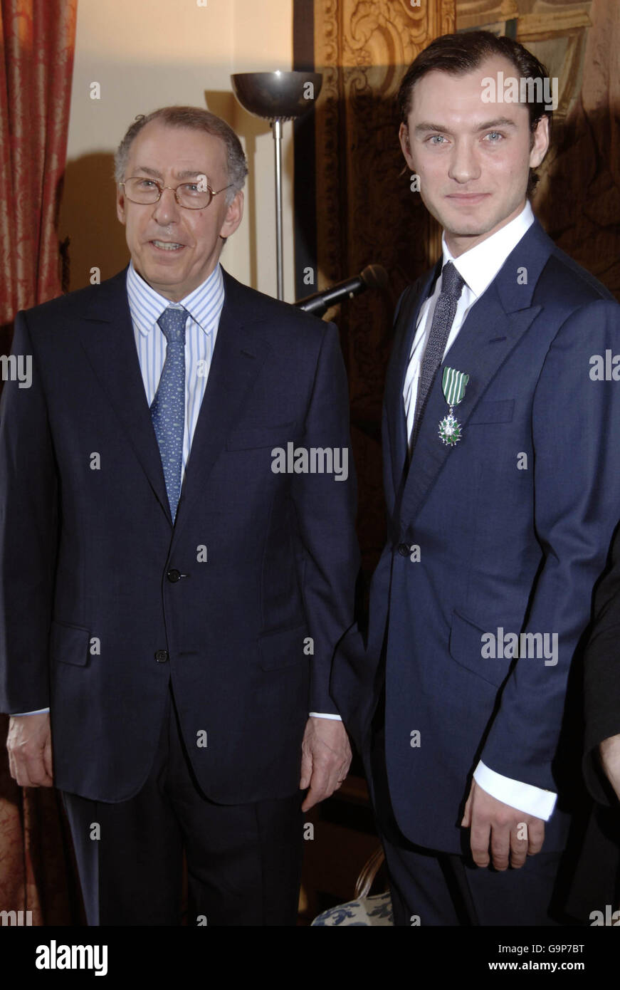 Jude Law is honoured by Gerard Errera, French Ambassador to the UK ...