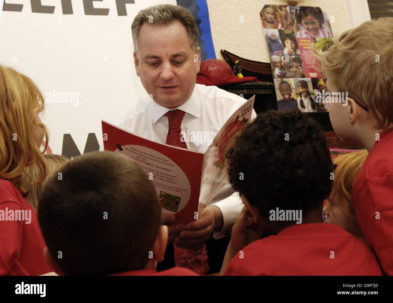 First Minister Jack McConnell reads a Comic Relief book to toddlers at ...