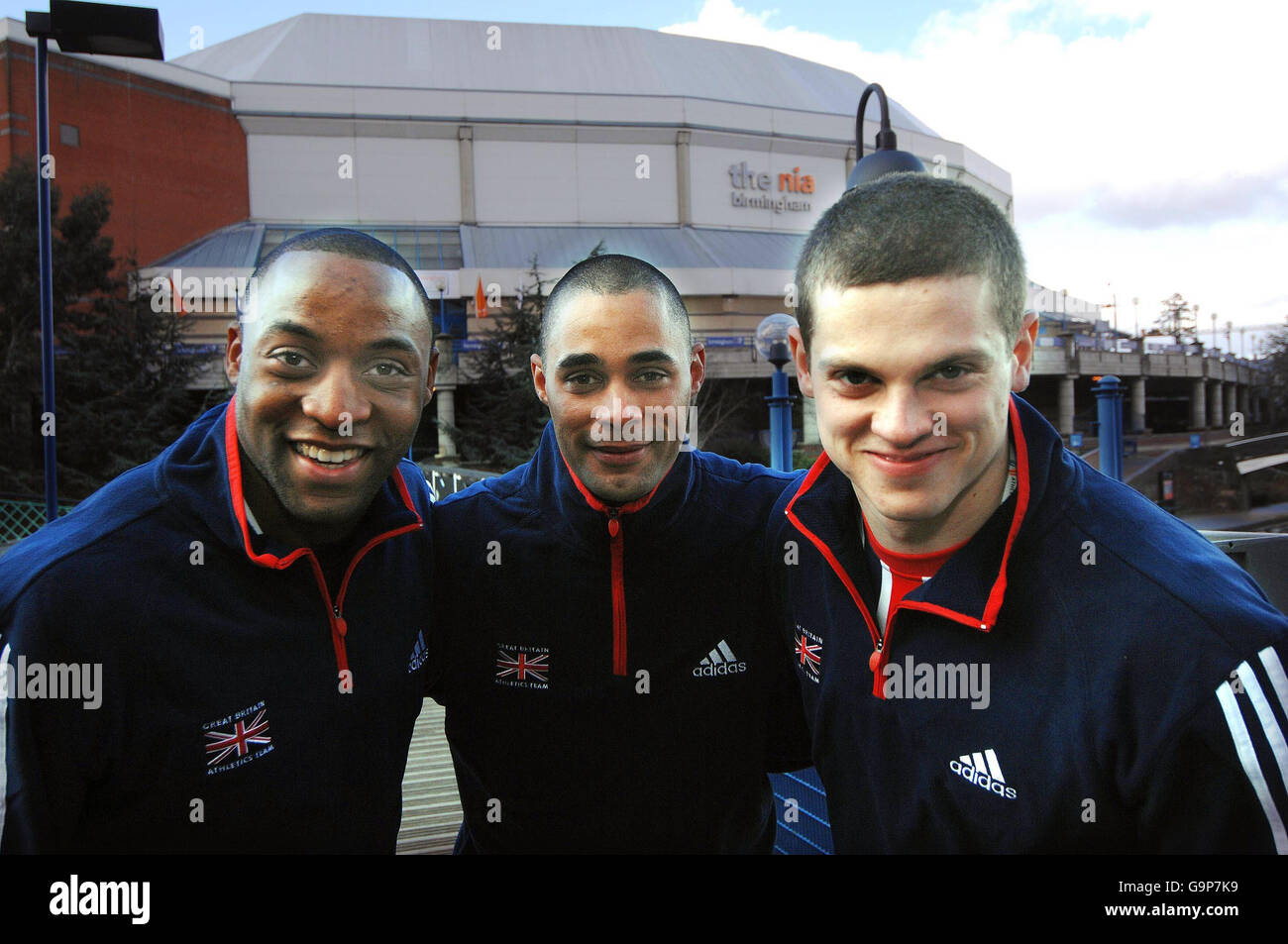 Great Britain sprinters Jason Gardner (centre), Ryan Scott (left) and ...