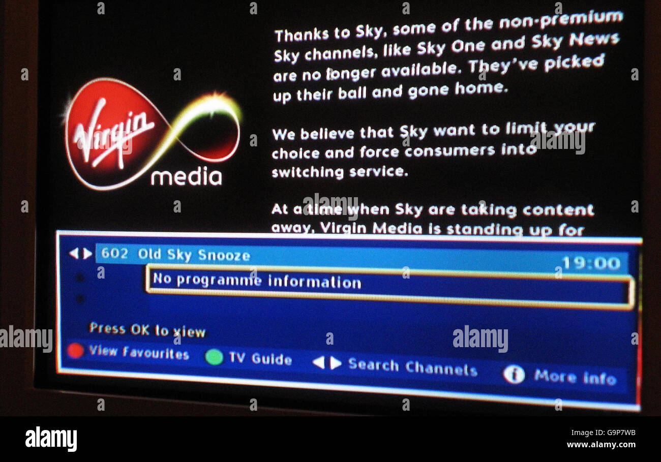 A TV showing Channel 602 on Virgin TV that used to be Sky News now ...