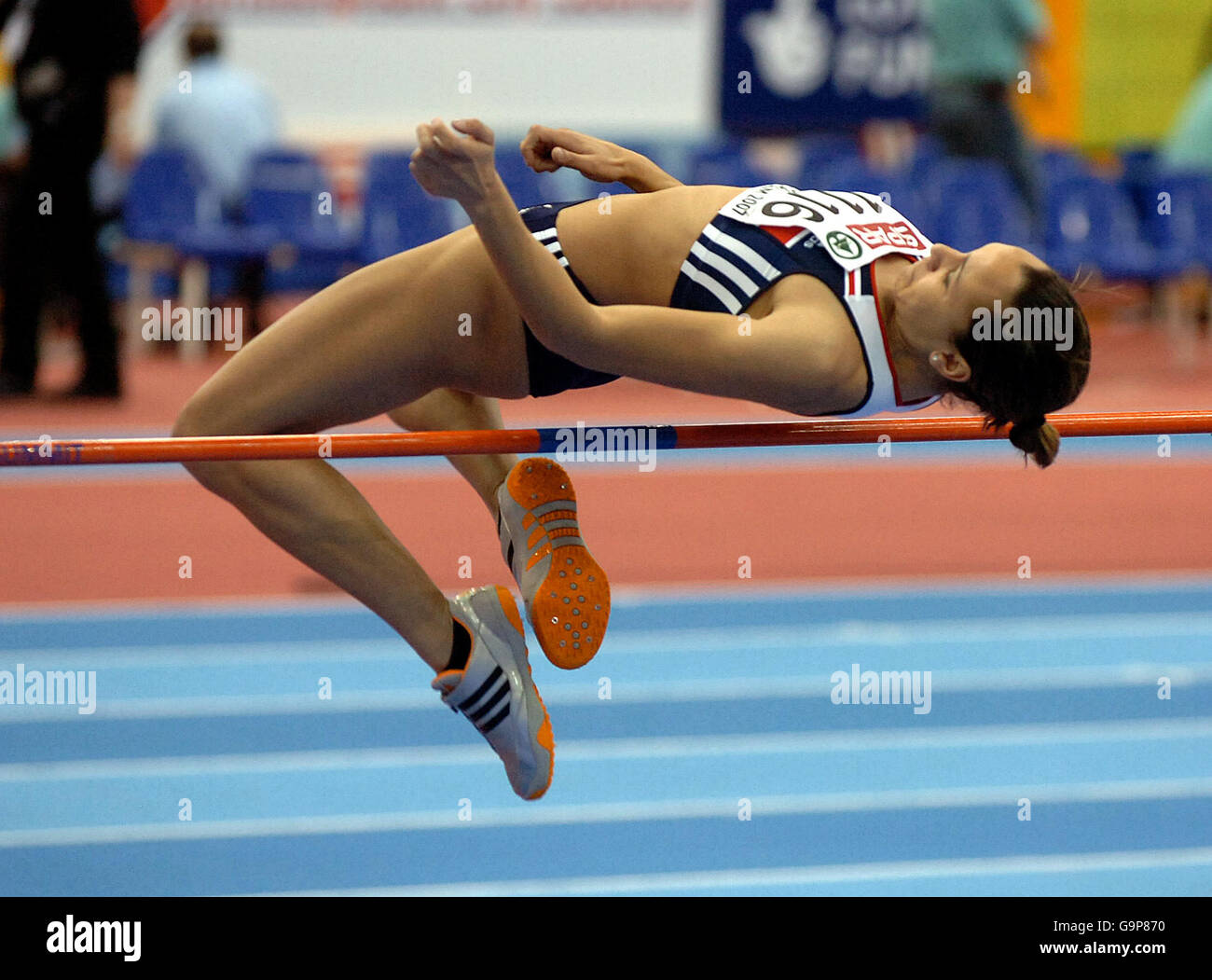 Great Britain's Jessica Ennis in the pentathlon high jump Stock Photo ...