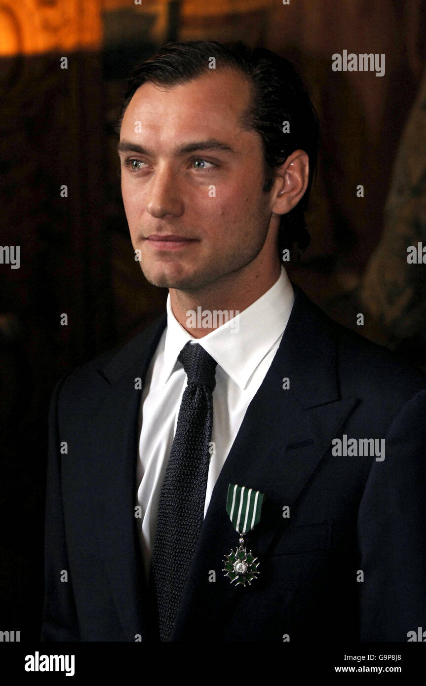Jude Law is honoured by Gerard Errera, French Ambassador to the UK ...