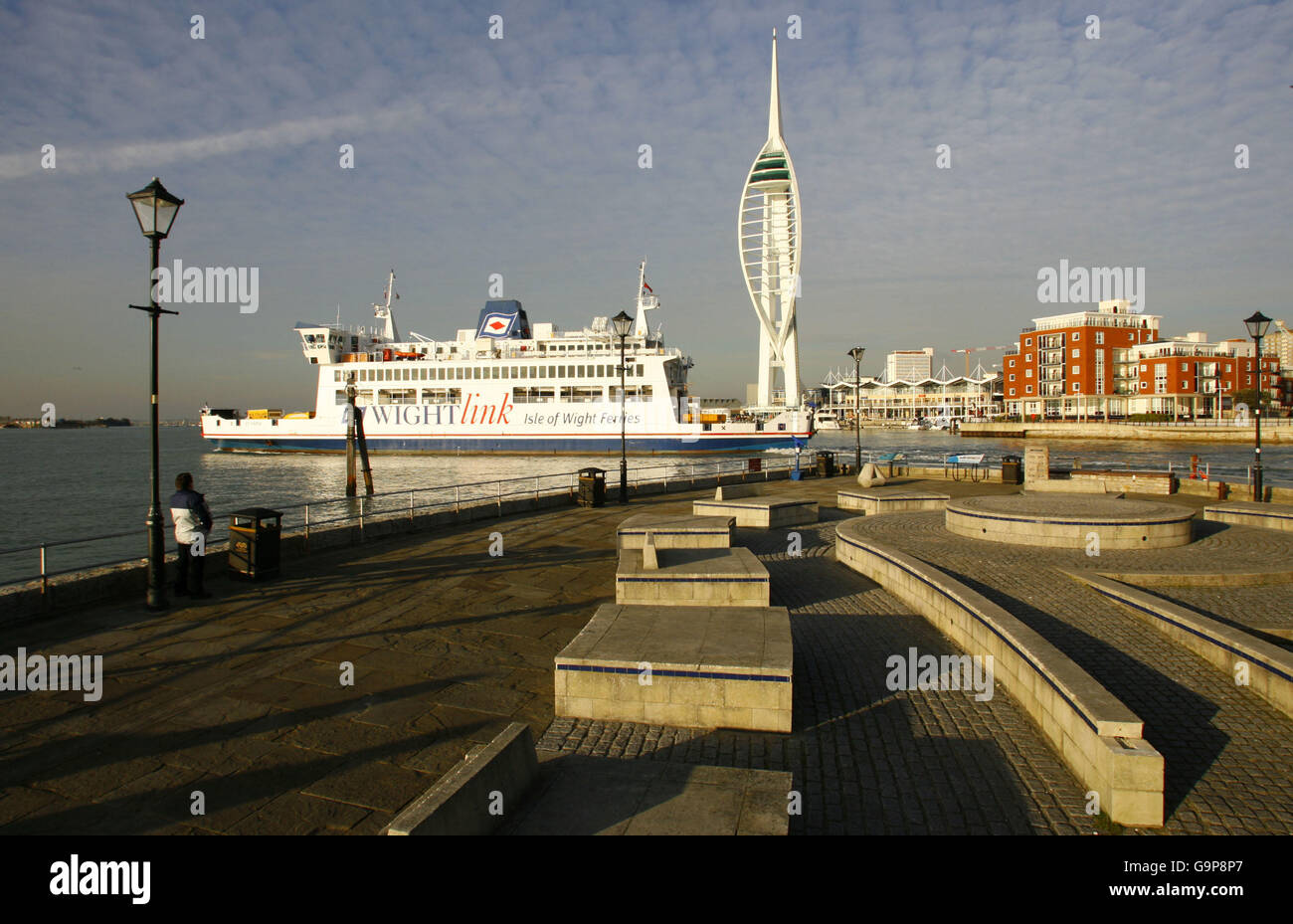 The Wightlink ferry St Faith arrives under the Spinnaker Tower after ...