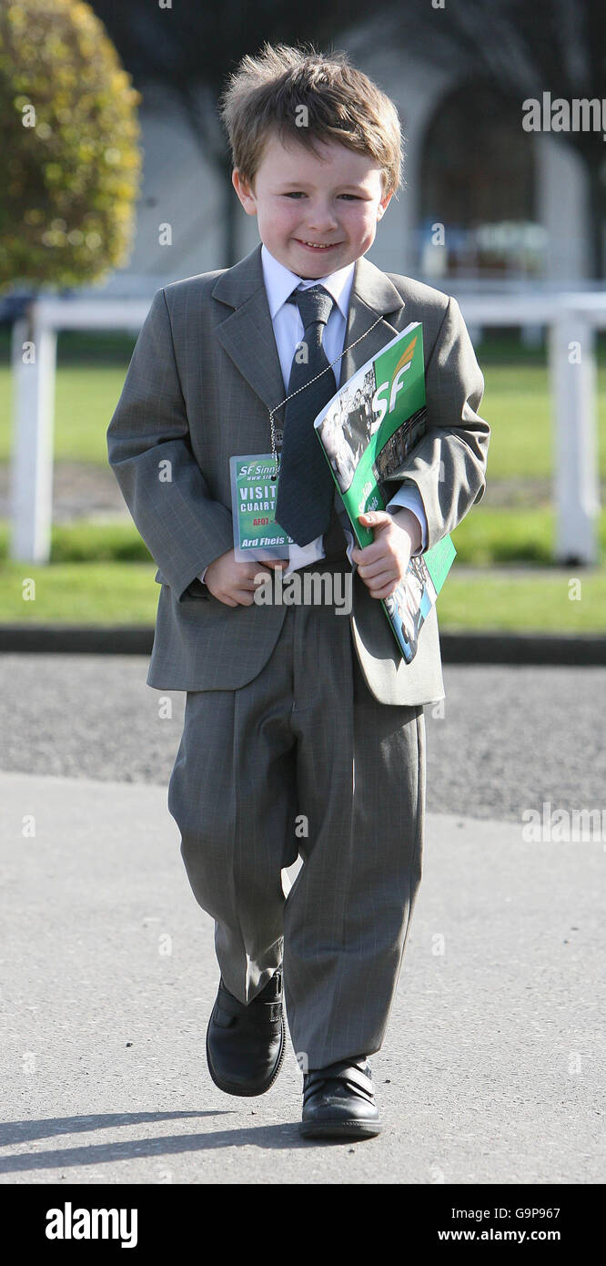 5 year old Alan Brennan from Co Louth arrives for the Sinn Fien Ard ...