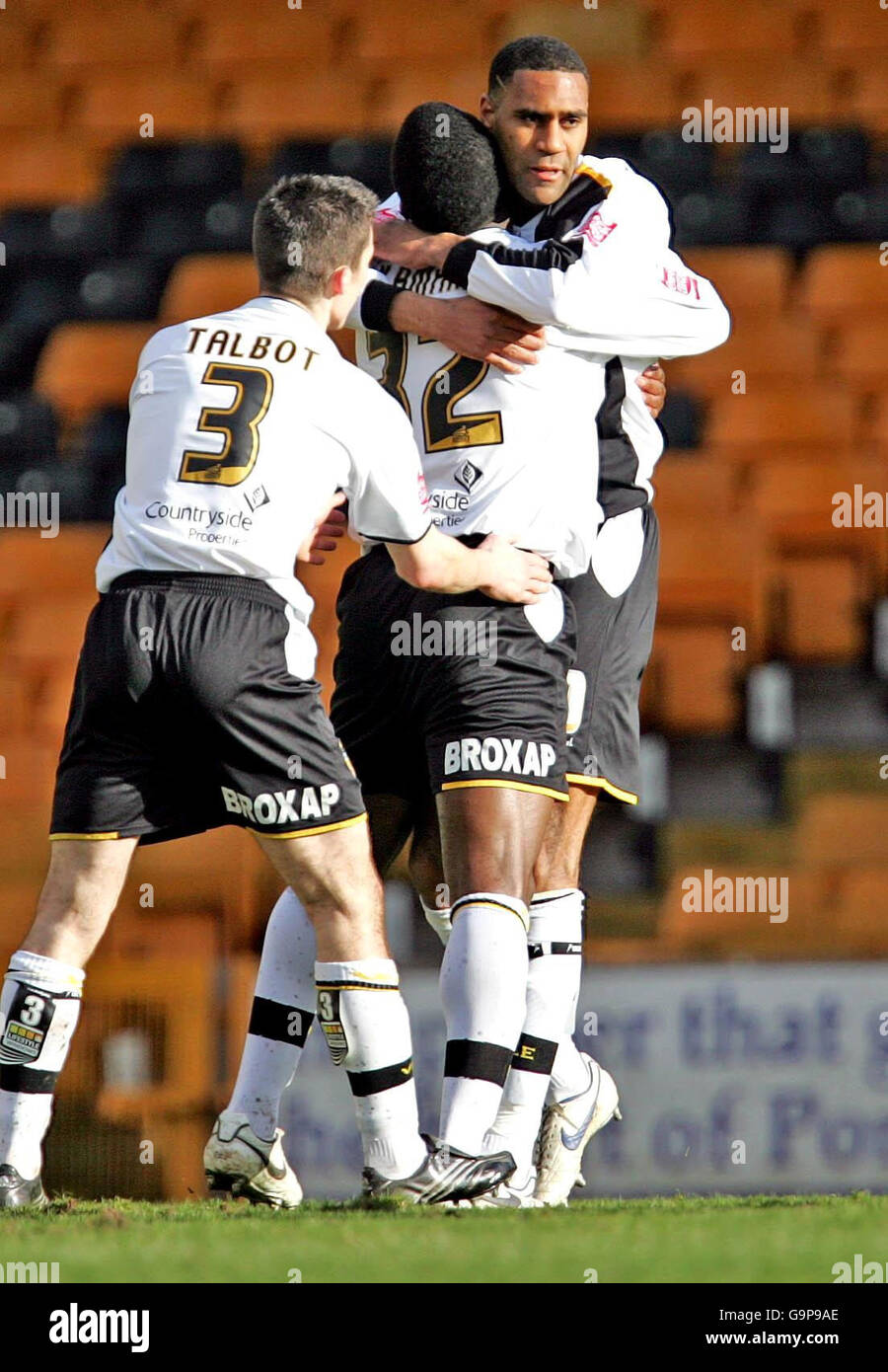 Port Vale's Leon Constantine (right) celebrates scoring the first goal ...