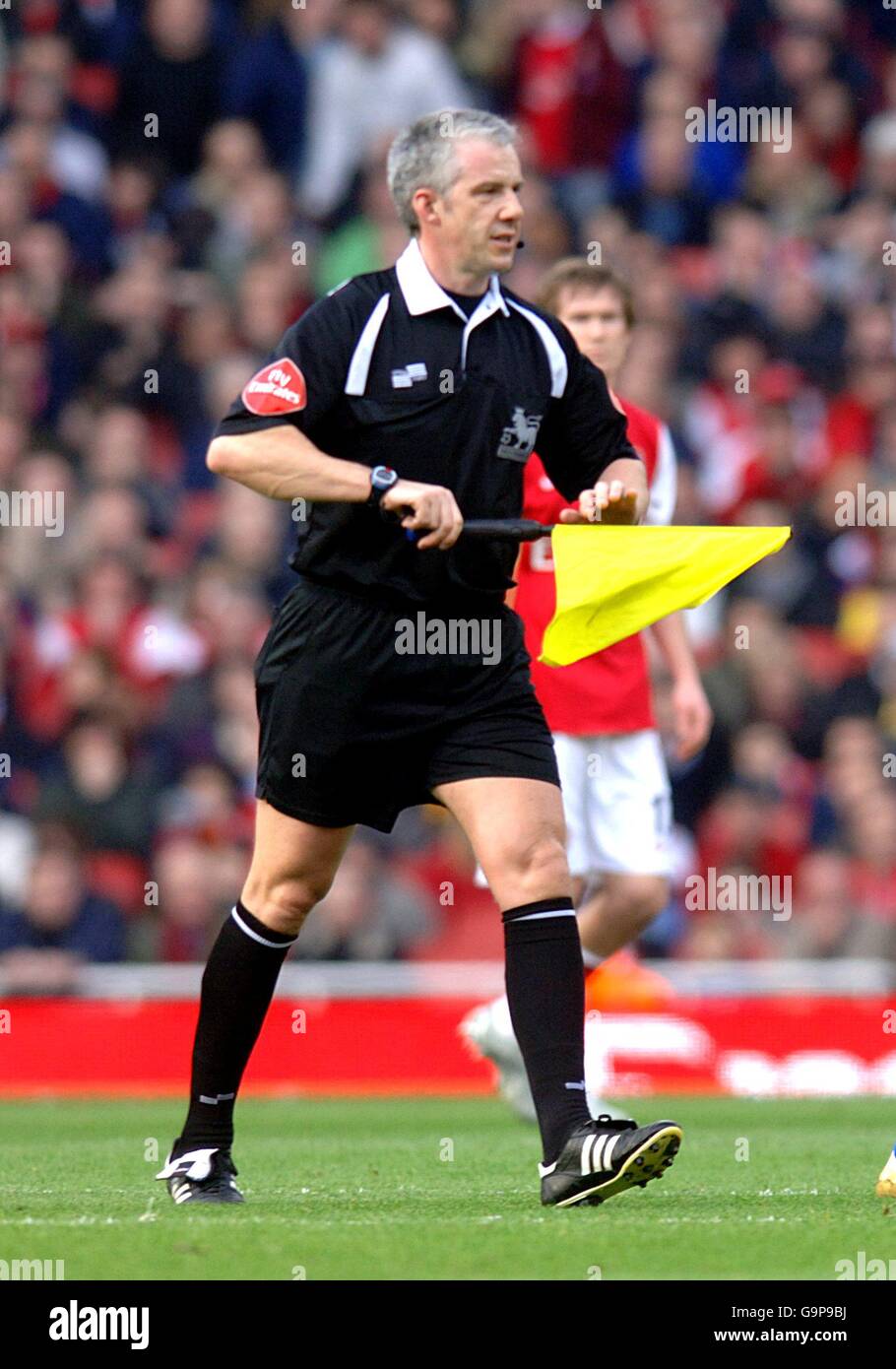 Referee chris foy takes new flag to assistant hi-res stock photography ...