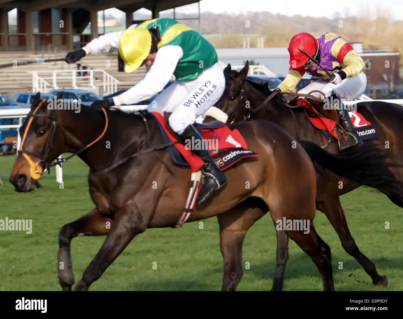 Jockey Tom Scudamore (right) brings Madison Du Berlais past jockey Ruby ...