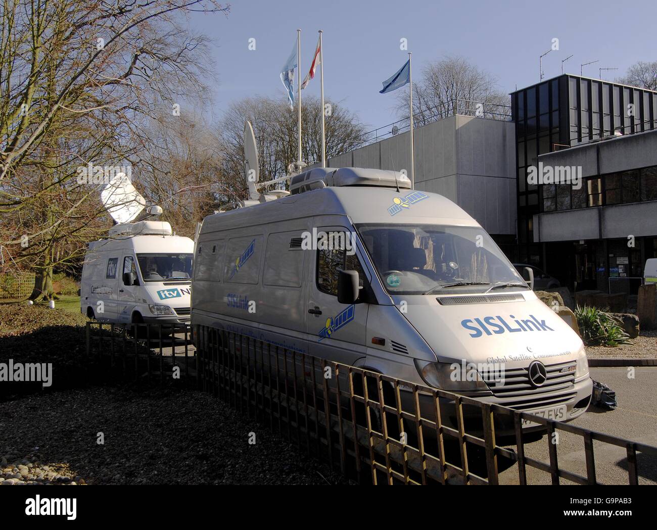 TV Broadcast vehicles Stock Photo - Alamy