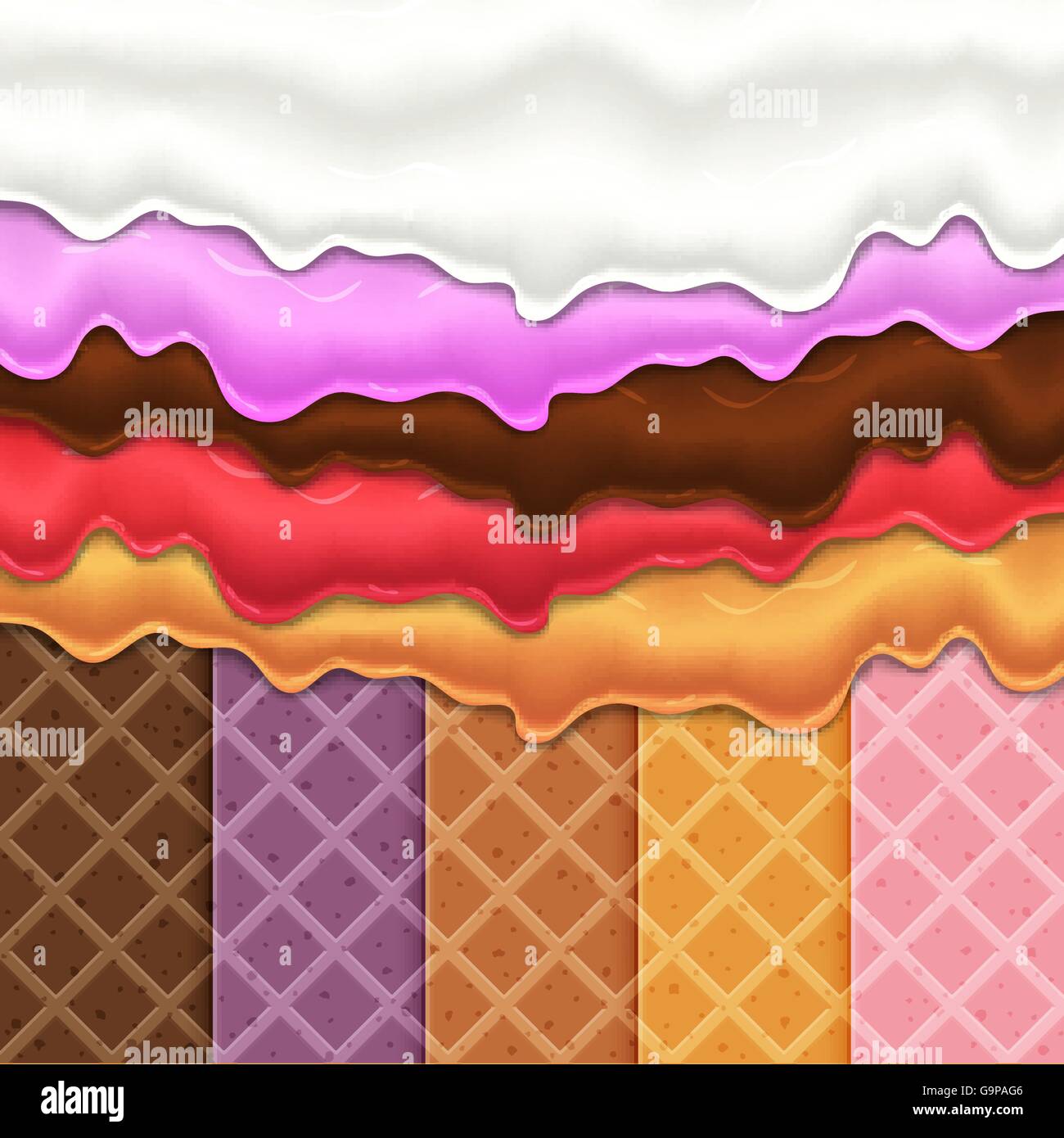 Flowing glaze on wafer texture sweet food Stock Vector Image & Art - Alamy