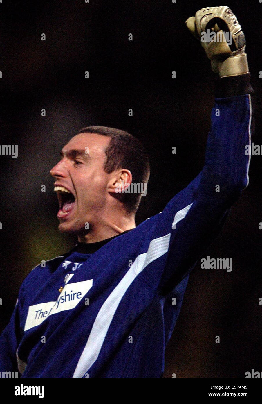 Derby County goalkeeper Stephen Bywater celebrates after the final ...