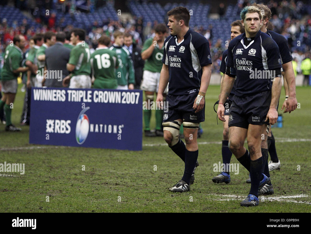 Ireland players celebrate winning the triple crown hi-res stock ...