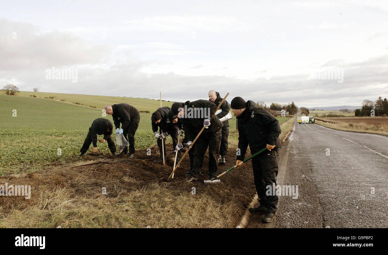 Tayside Police at the scene of the road crash on the A85 Perth-Crieff ...