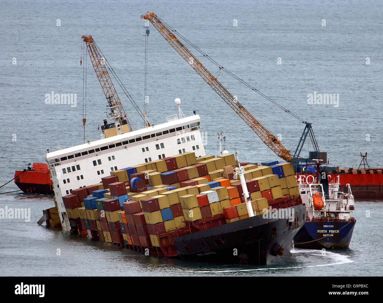 As grounded cargo ship msc napoli sits mile off coast hi-res stock ...