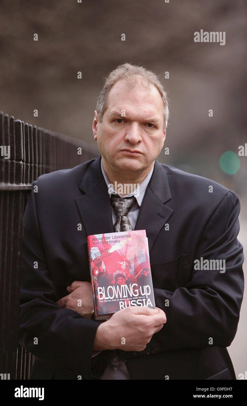 Russian historian Yuri Felshtinsky holds a copy of the book, 'Blowing ...