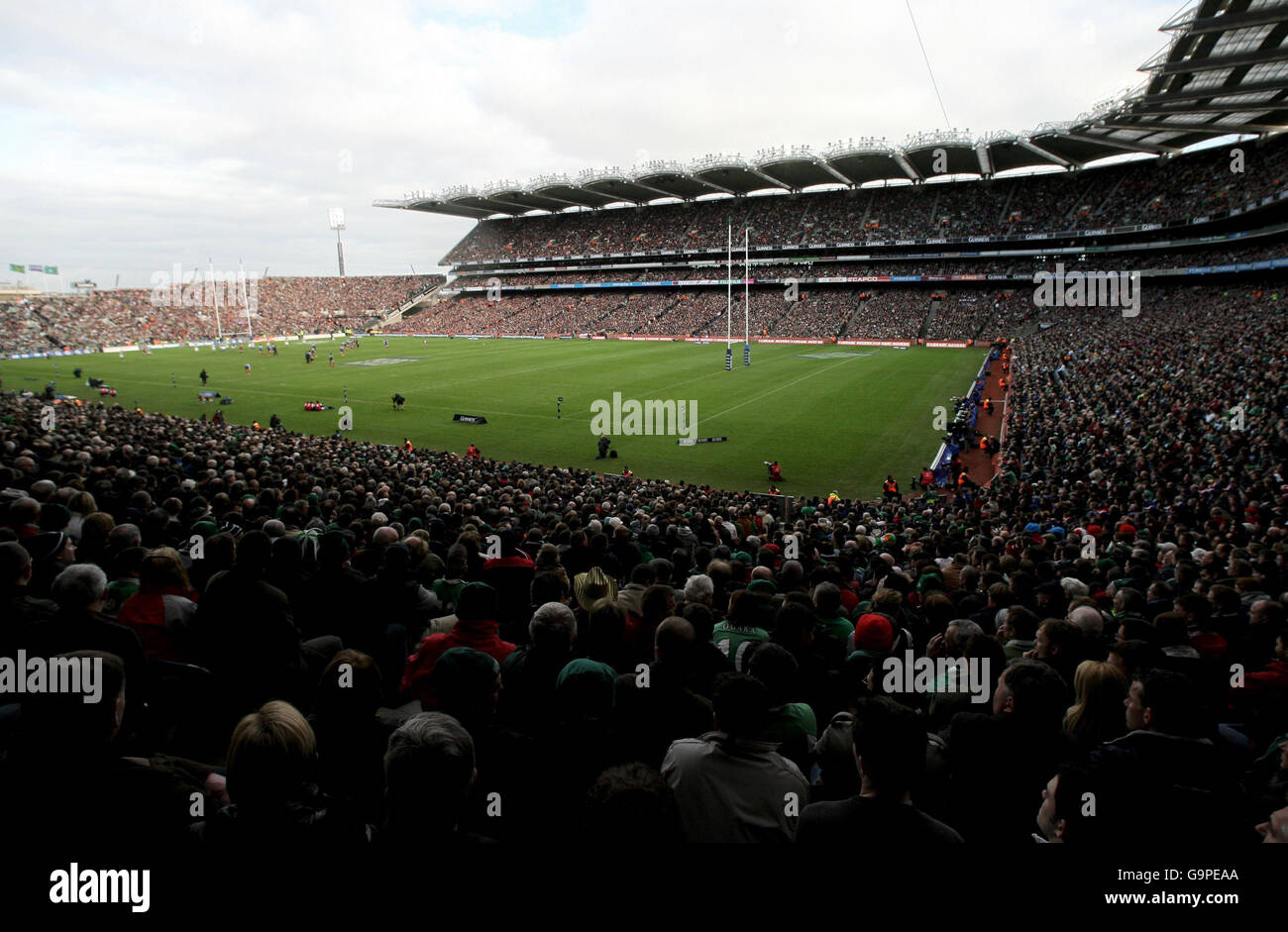 Gv crowd seated watching filled stadium mangsn rbs6nationsstadiums2008 ...