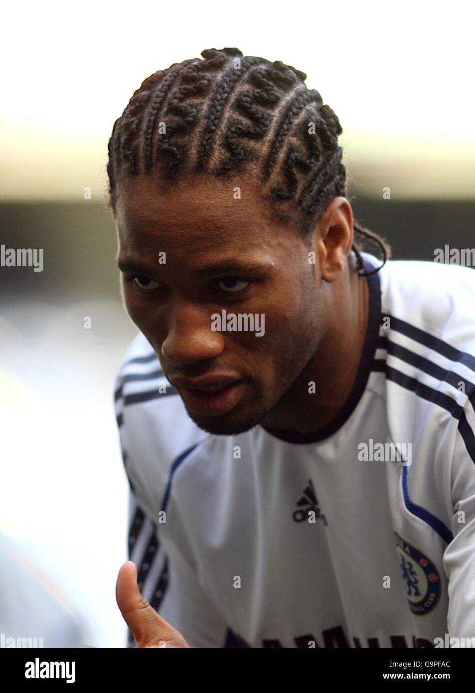 Chelseas didier drogba supporting a new hair style hi-res stock ...