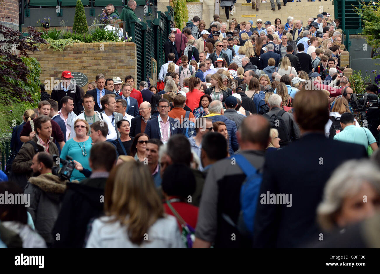 Spectators make their way around the grounds on day Five of the ...