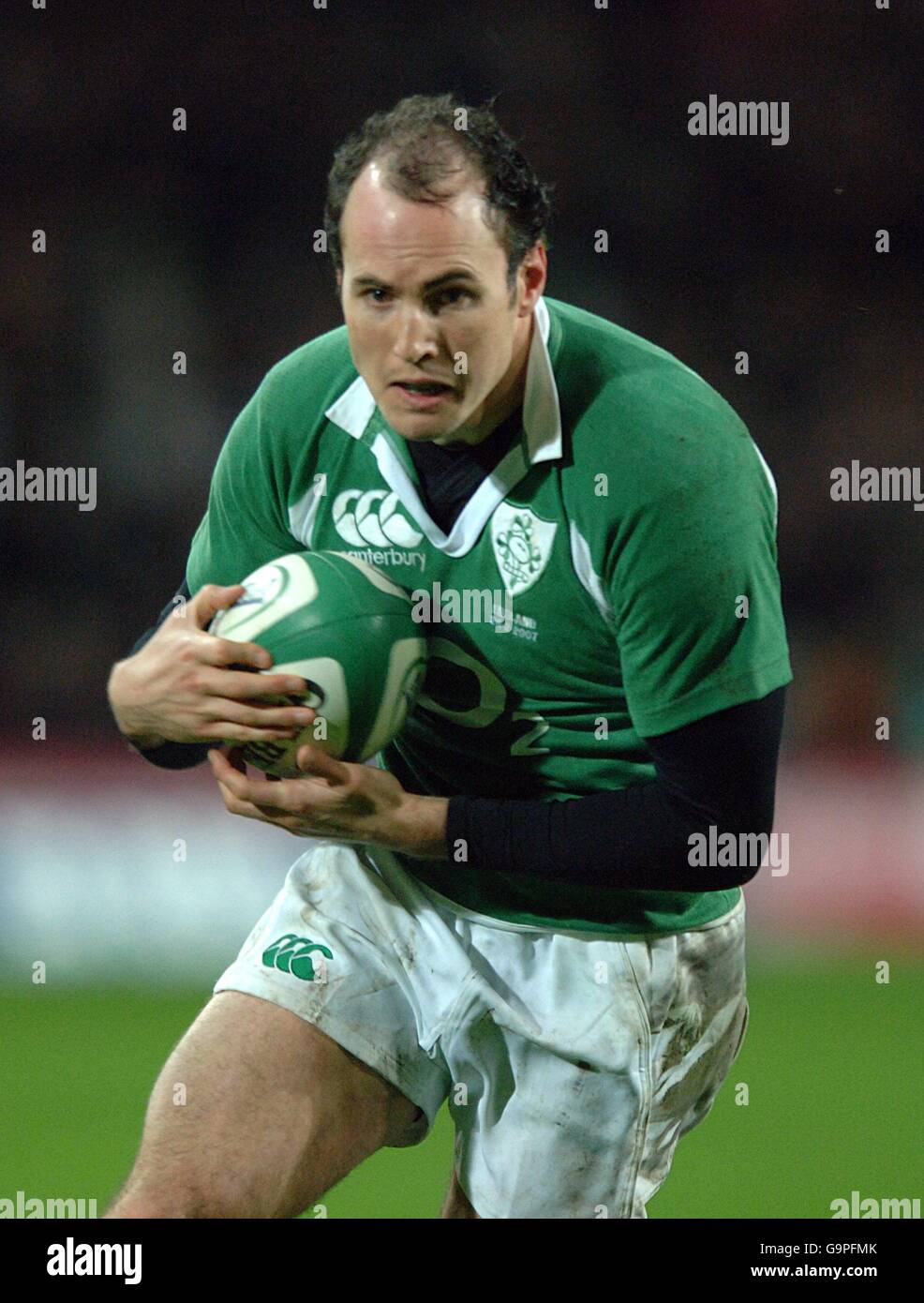Ireland's Girvan Dempsey bursts through to score his sides first try ...