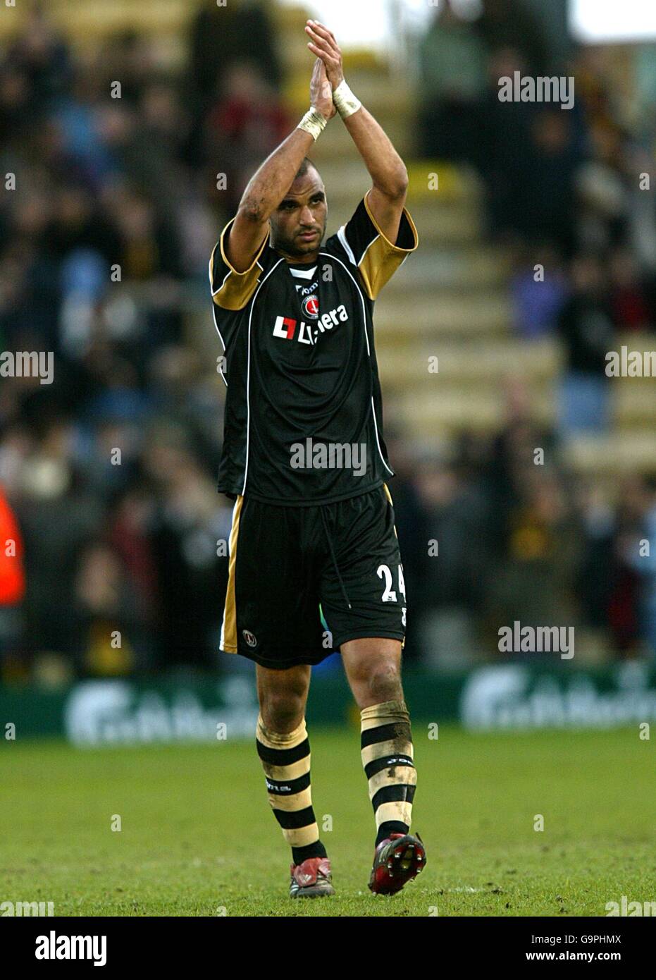 Charlton Athletic's Jonathan Fortune applauds the travelling support ...