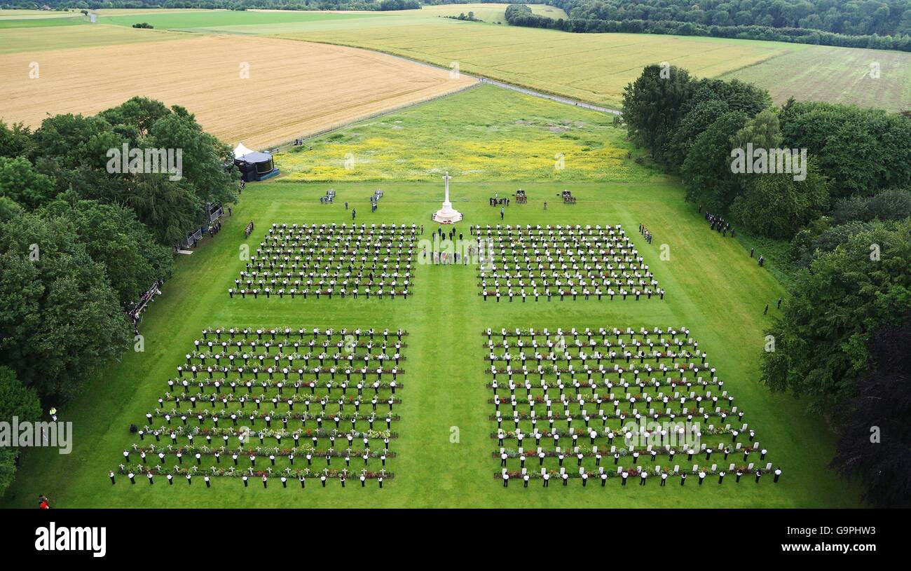 Dignitaries lay wreaths during a service to mark the 100th anniversary ...