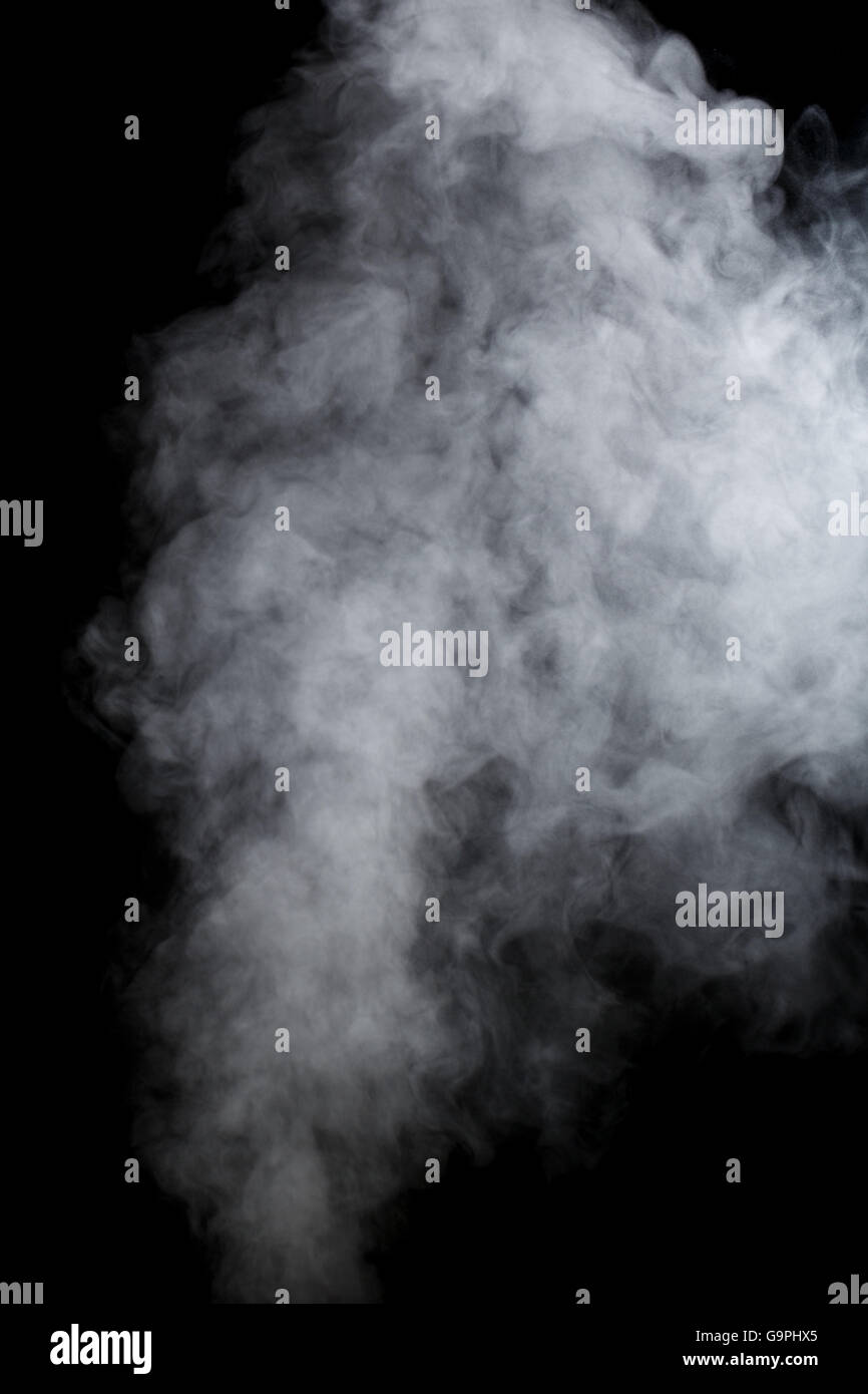 Abstract white water vapor on a black background. Texture. Design ...