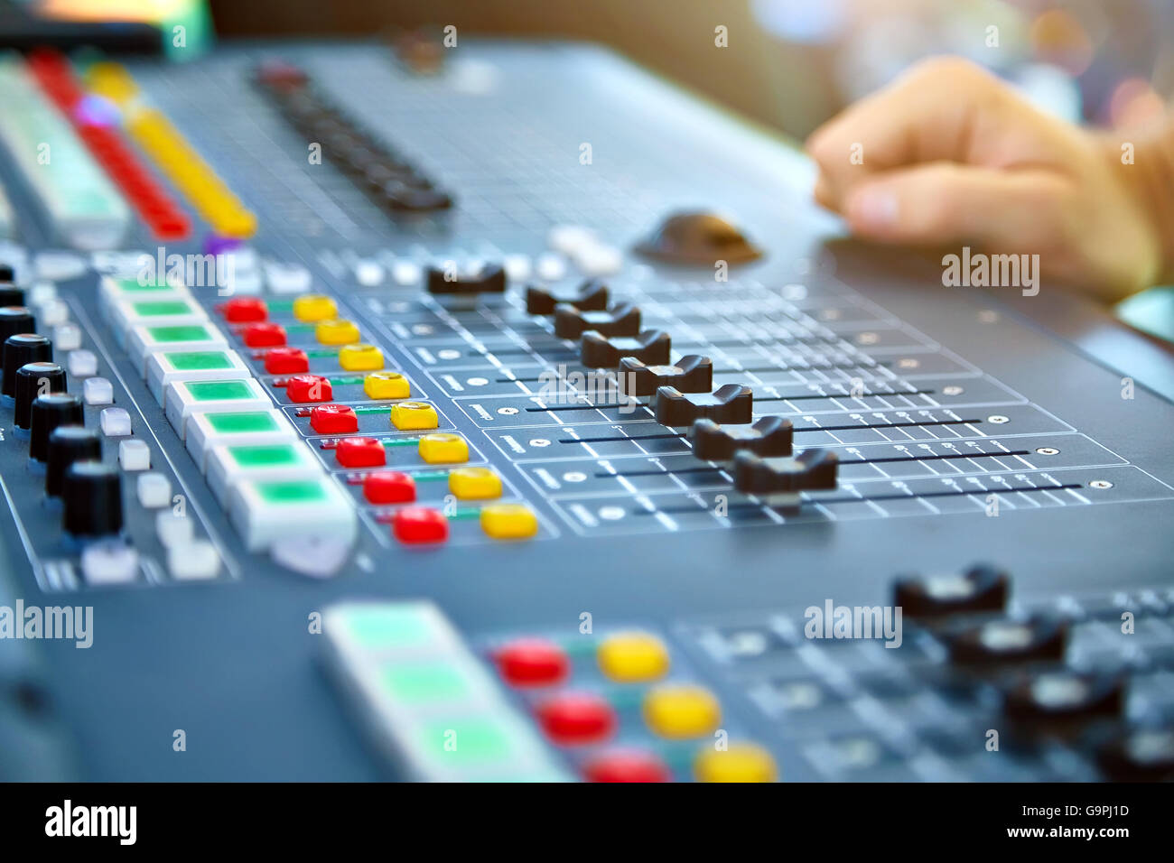 Big mixer console in a concert stage Stock Photo - Alamy