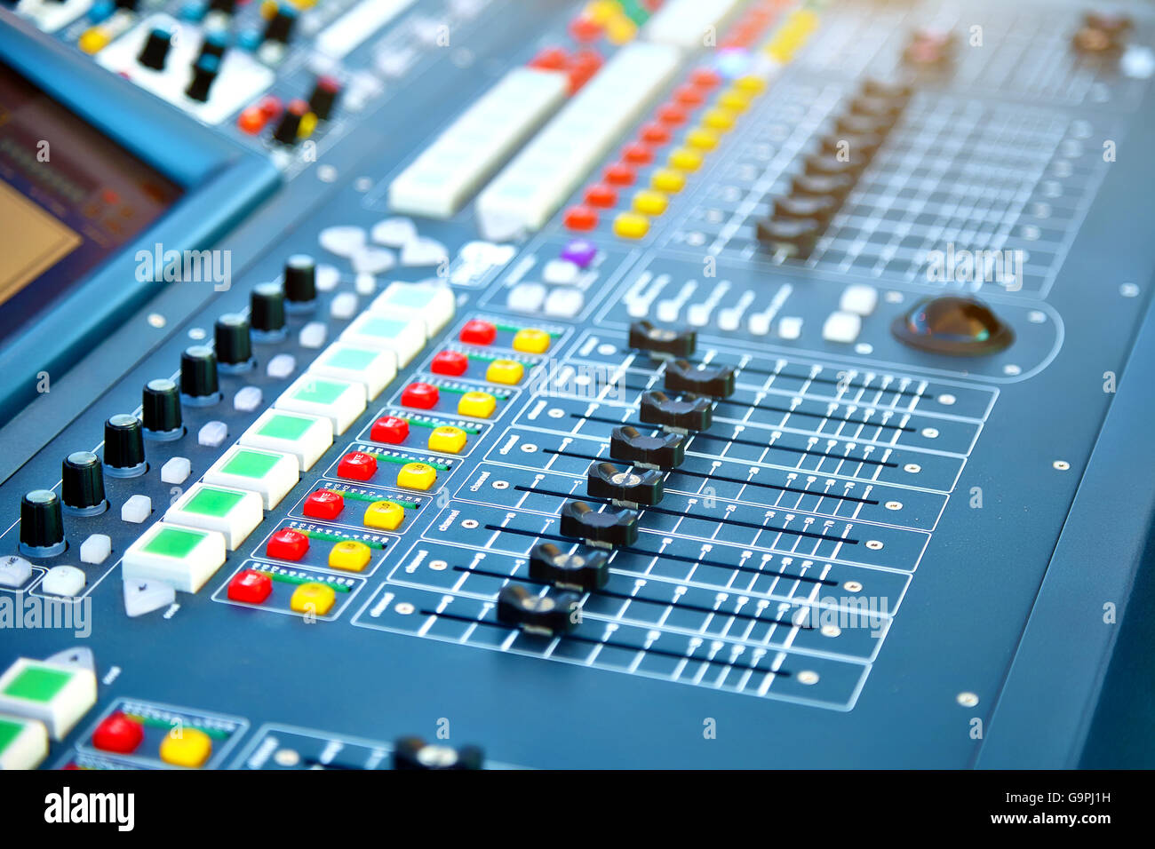 Big mixer console in a concert stage Stock Photo - Alamy