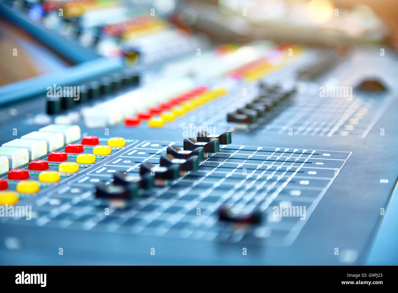 Big mixer console in a concert stage Stock Photo - Alamy