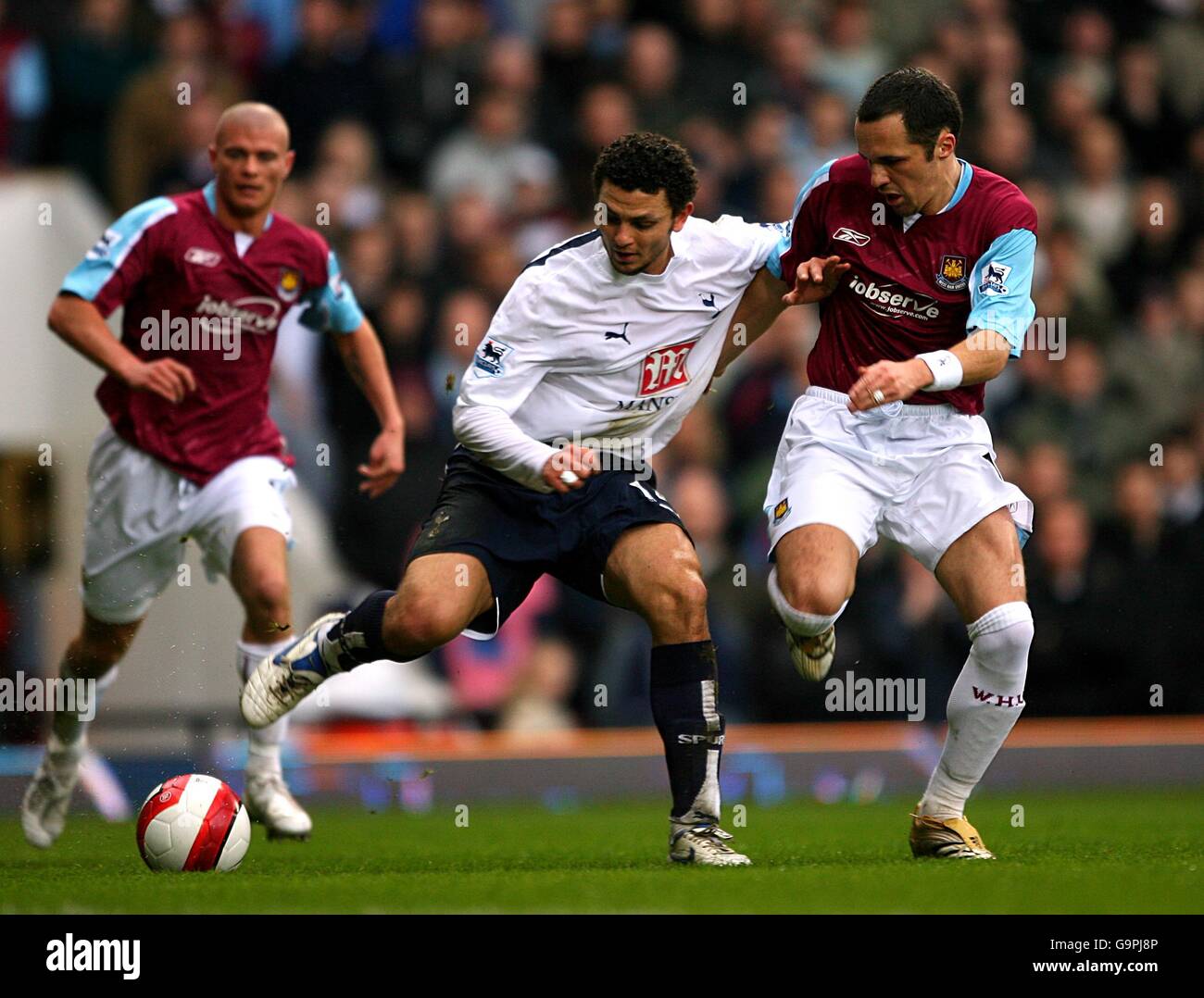 Tottenham Hotspurs' Hossam Ghaly and West Ham United's Matthew ...